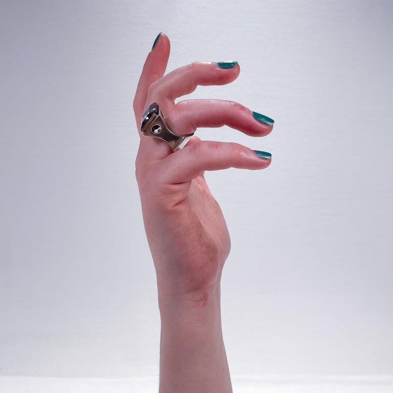 Signed Wesley Emmons Mid-Century Modern Sterling Silver and Amethyst ...