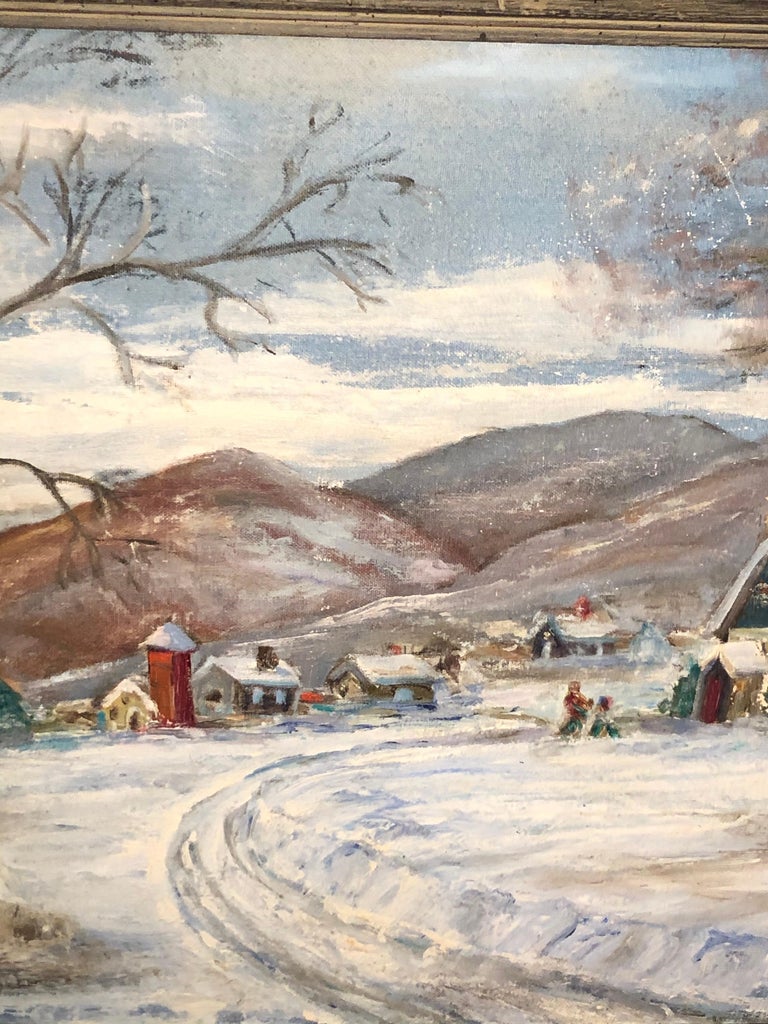 Signed Winter Church Scene by F. Michaels For Sale at 1stDibs