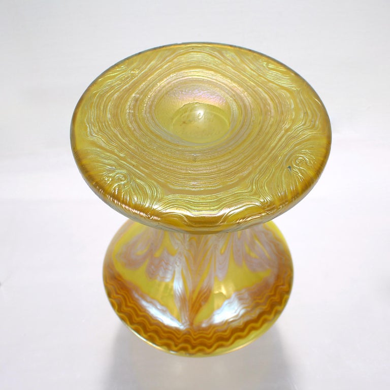 Signed Yellow Johann Loetz Witwe Austria Phänomen Genre Art Glass Vase ...