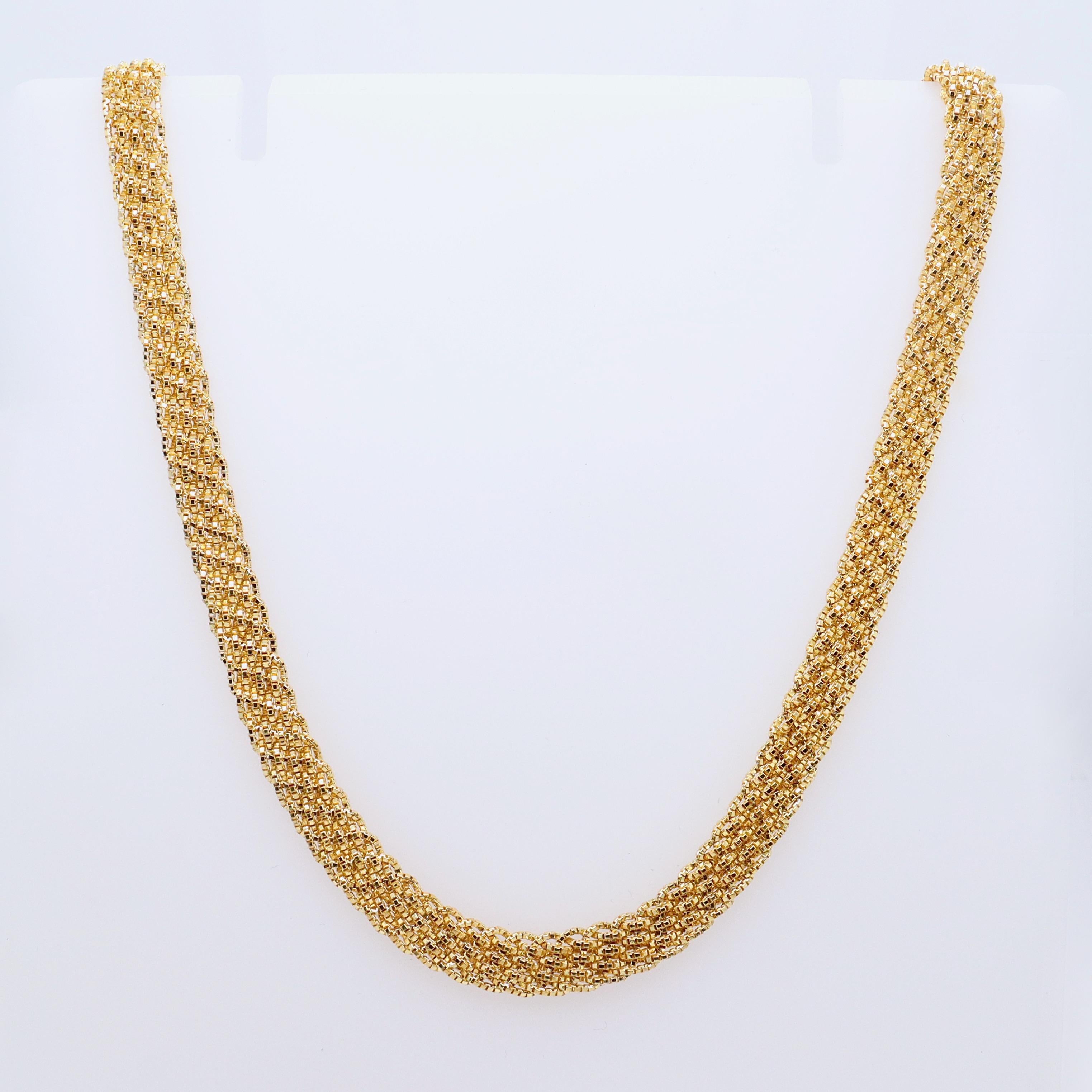 Signed Yuri Ichihashi Woven Box Chain 18 Karat Gold Necklace at 1stDibs
