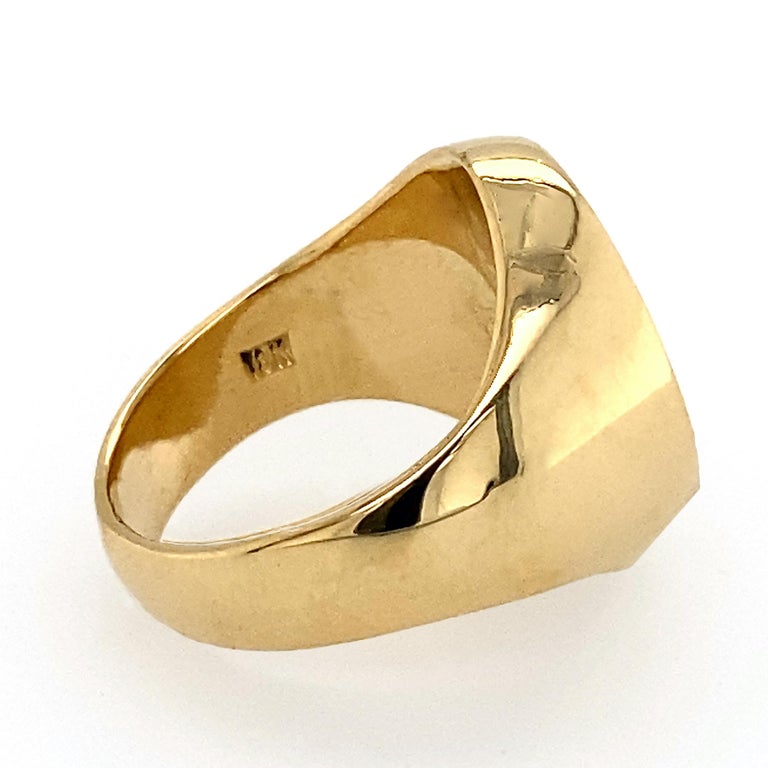 Signet Ring with Wild Boar Passant and Three-Masted Ship in 18 Karat ...