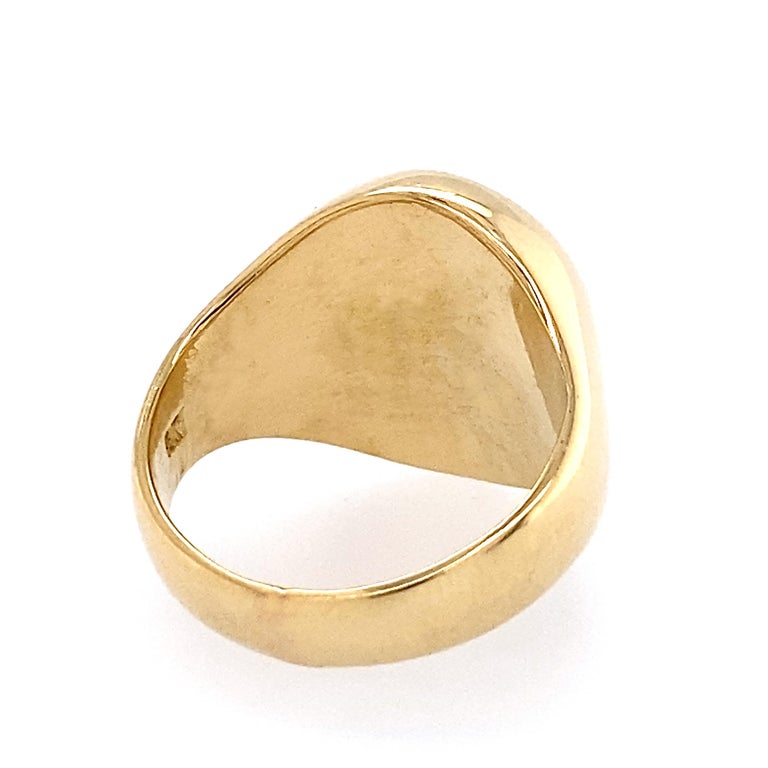 Signet Ring with Wild Boar Passant and Three-Masted Ship in 18 Karat ...