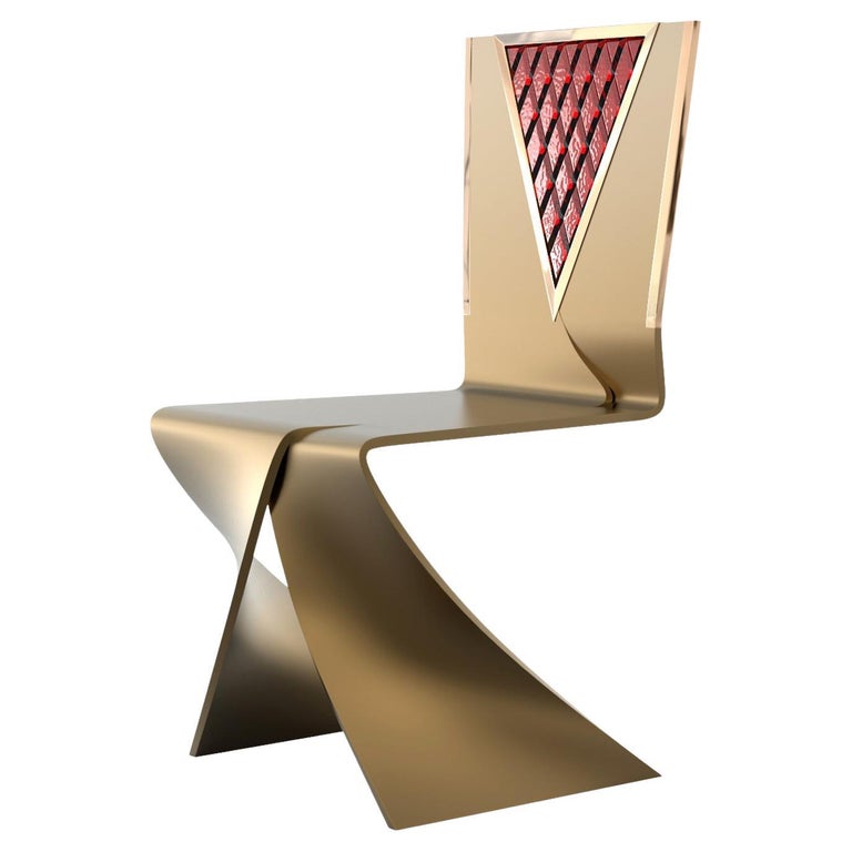 "Signora" Set of Eight, Limited Edition Chair with Bronze and Glass ...