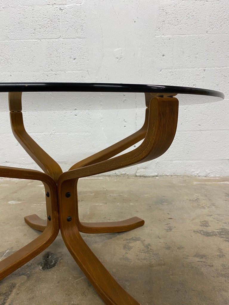 Sigurd Ressell Falcon Coffee Table with Round Smoked Glass Top for ...