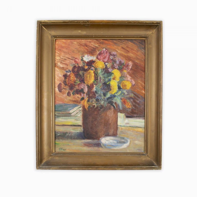 Sigurd Swane, Oil on Canvas, Arrangement with Flowers For Sale at 1stDibs