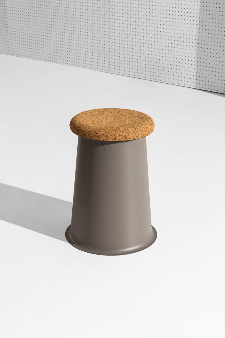 Siit Stool, Clay Lacquered Metal Base and Natural Cork Seat by ...
