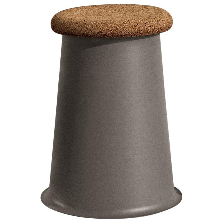 Siit Stool, Clay Lacquered Metal Base and Natural Cork Seat by ...