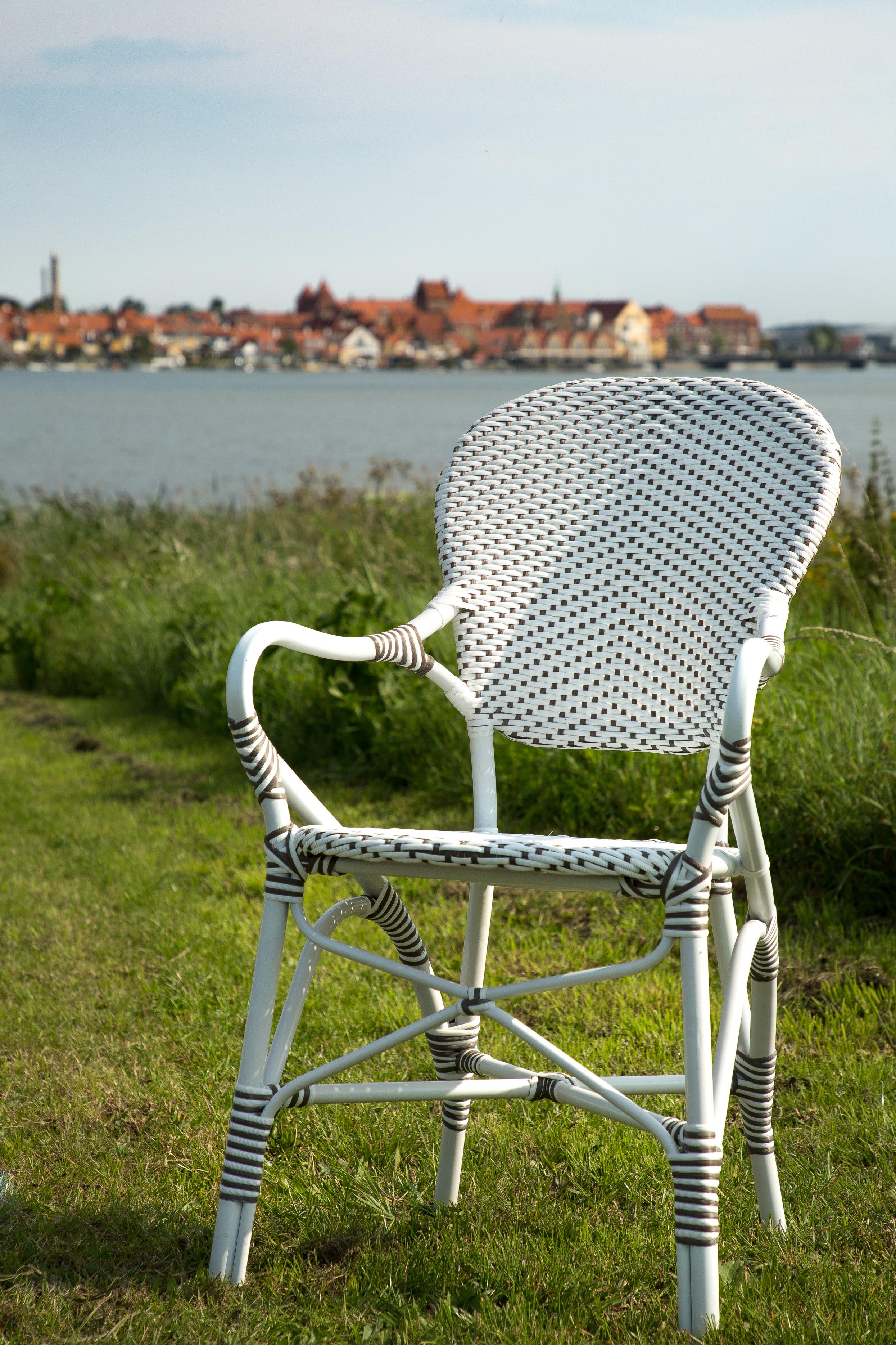 Sika Design Isabell Rattan Outdoor Bistro Armchair in White w ...