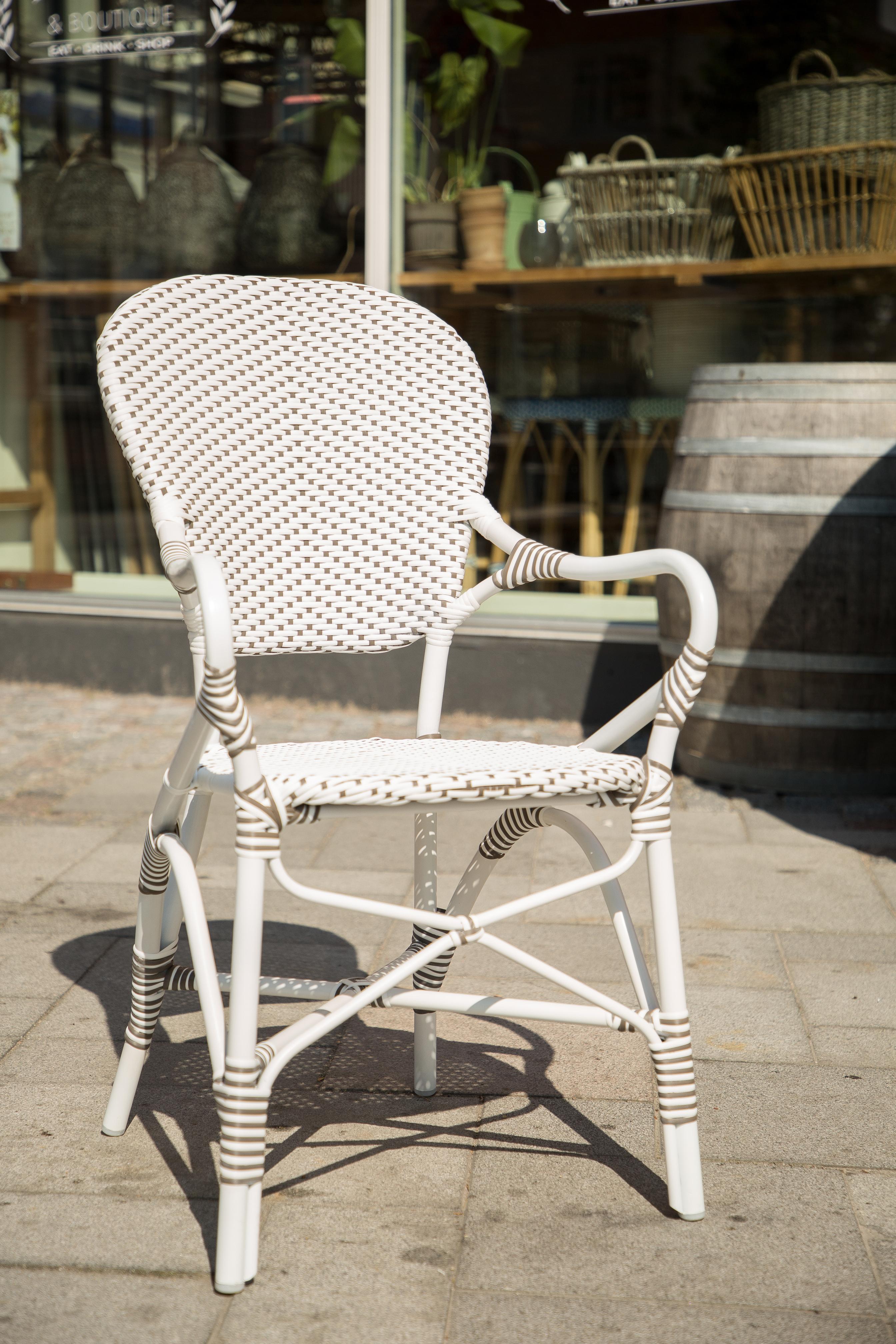 Sika Design Isabell Rattan Outdoor Bistro Armchair in White w ...