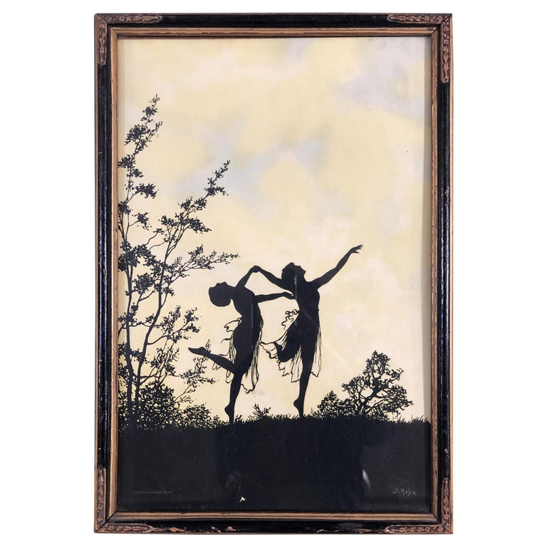 Silhouette "The Four Seasons" Print in Original Frame by Fidus, circa ...