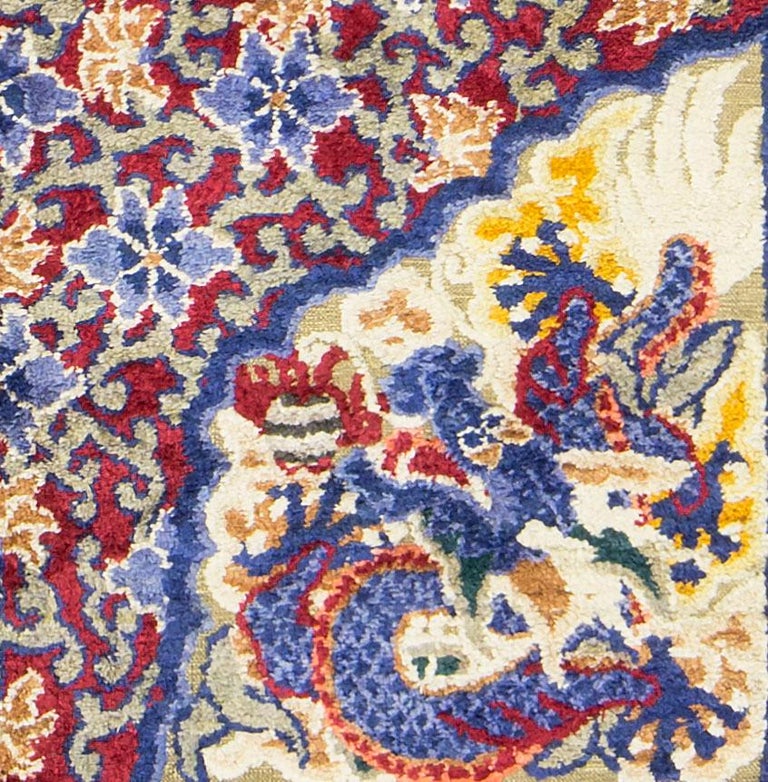 Silk and Metallic Thread Chinese Carpet For Sale at 1stDibs