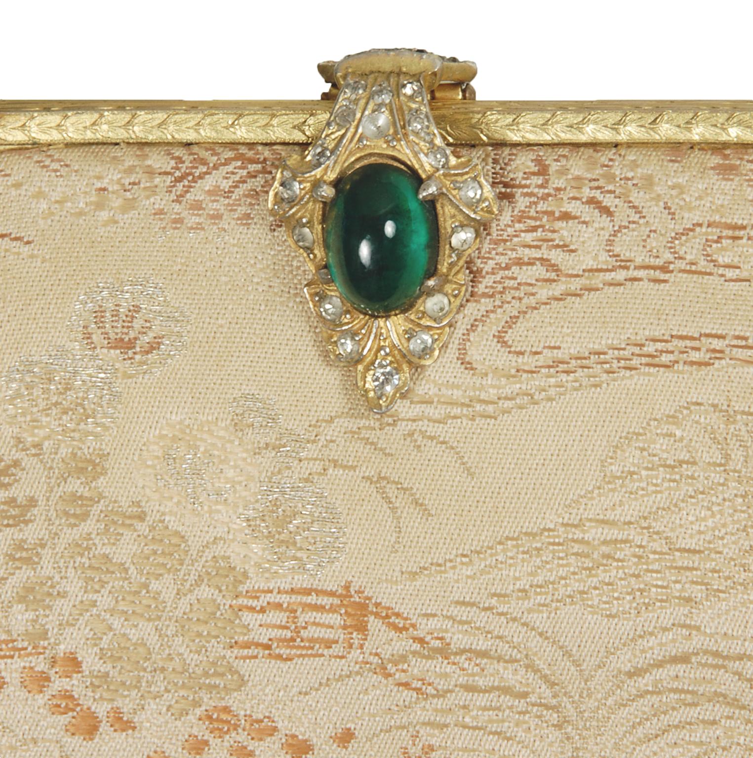 Silk Brocade Dance Purse with Emerald Cabochon Clasp, 1950s at 1stDibs ...