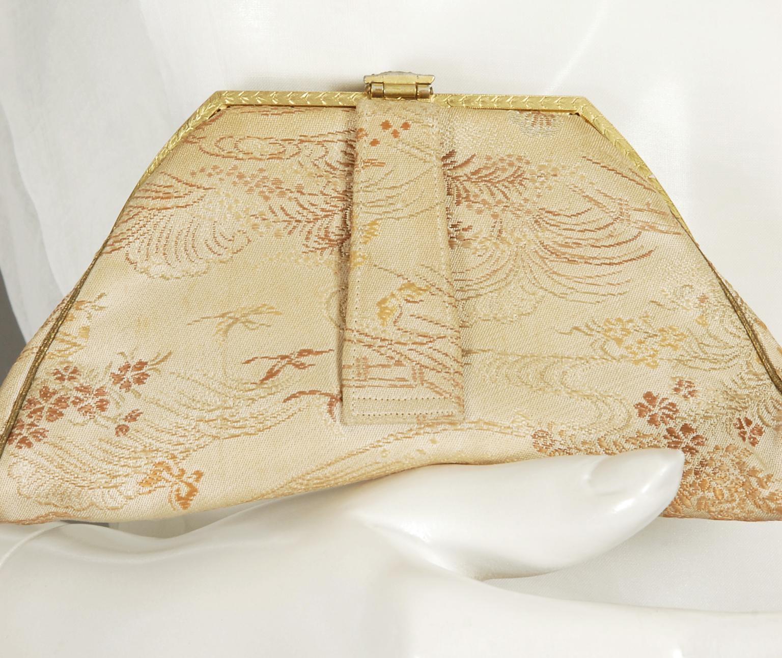 Silk Brocade Dance Purse with Emerald Cabochon Clasp, 1950s at 1stDibs ...