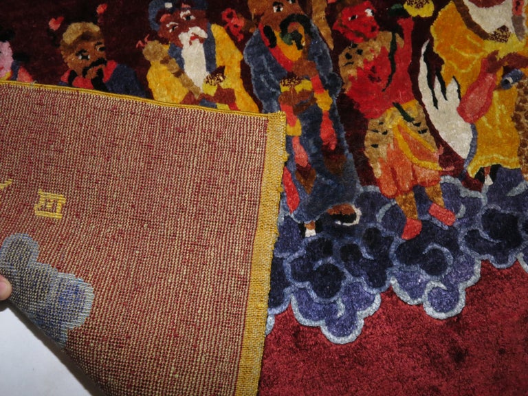 Silk Chinese Red Pictorial Rug For Sale at 1stDibs | red rugs