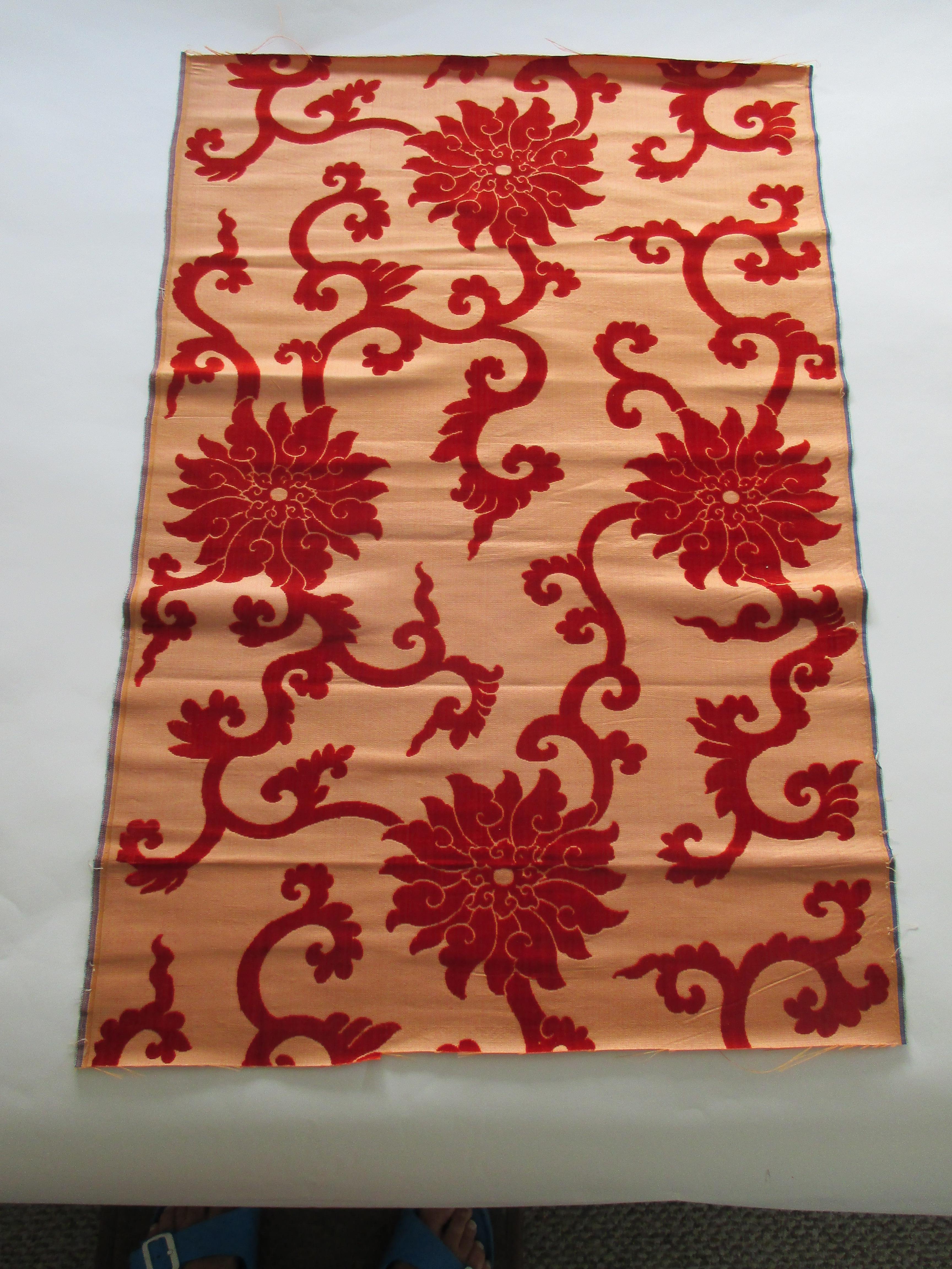 Silk Cut Velvet Burnt Orange Obi Textile For Sale at 1stDibs