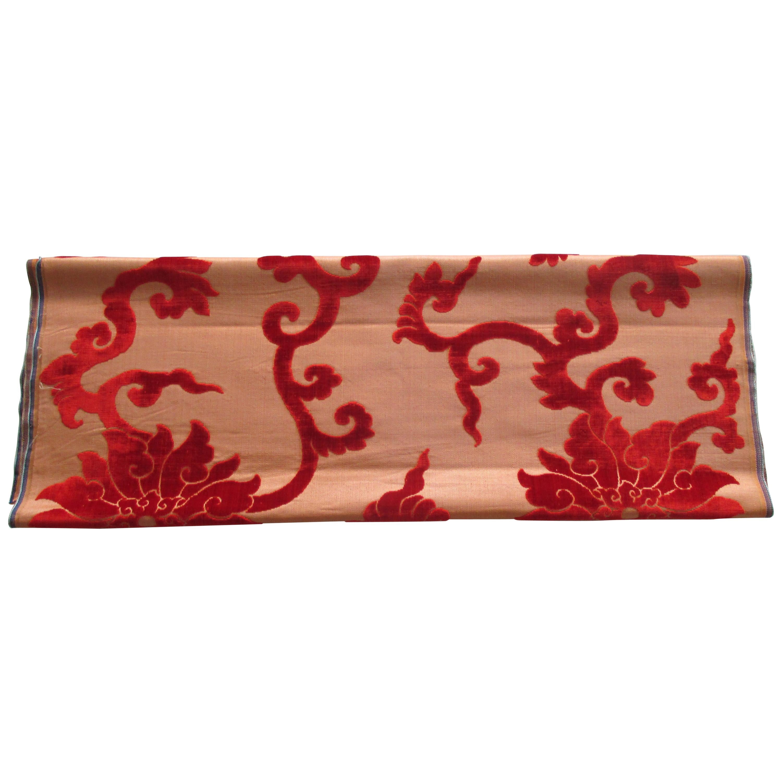 Silk Cut Velvet Burnt Orange Obi Textile For Sale at 1stDibs
