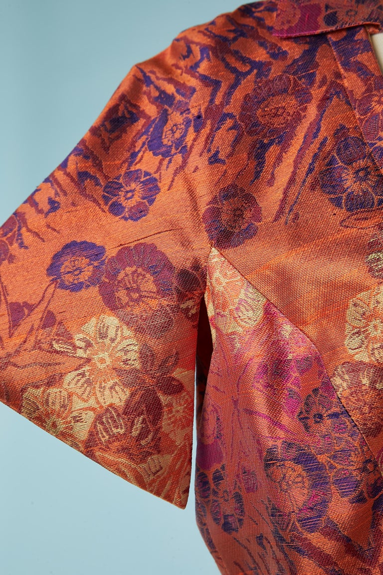 Silk damask bustier top with black lace Christian Lacroix For Sale at ...