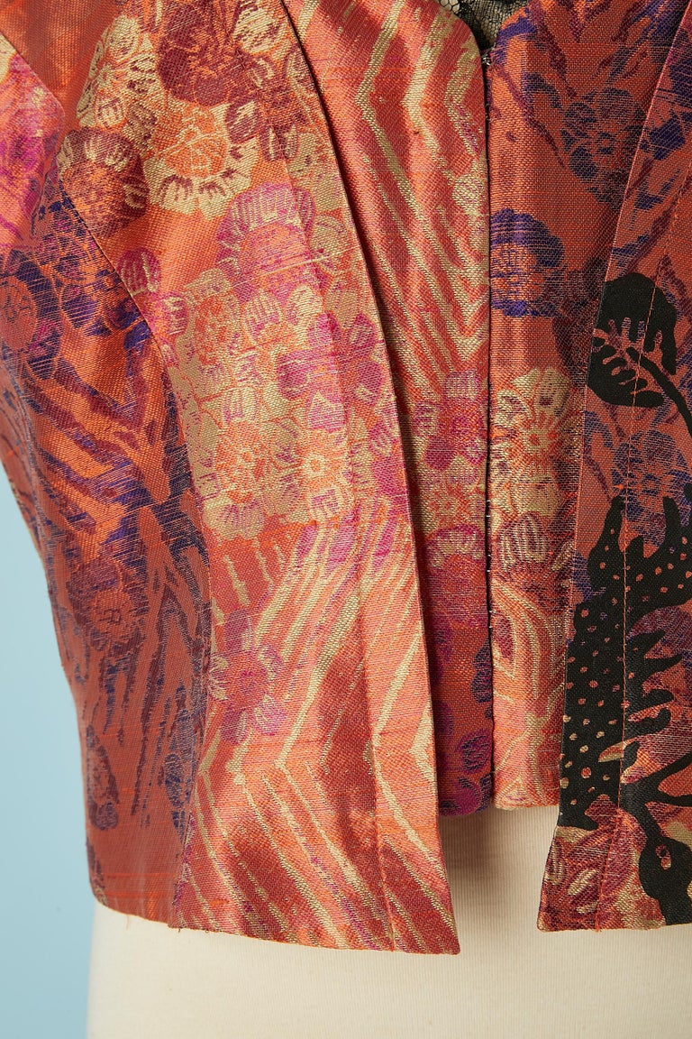 Silk damask bustier top with black lace Christian Lacroix For Sale at ...