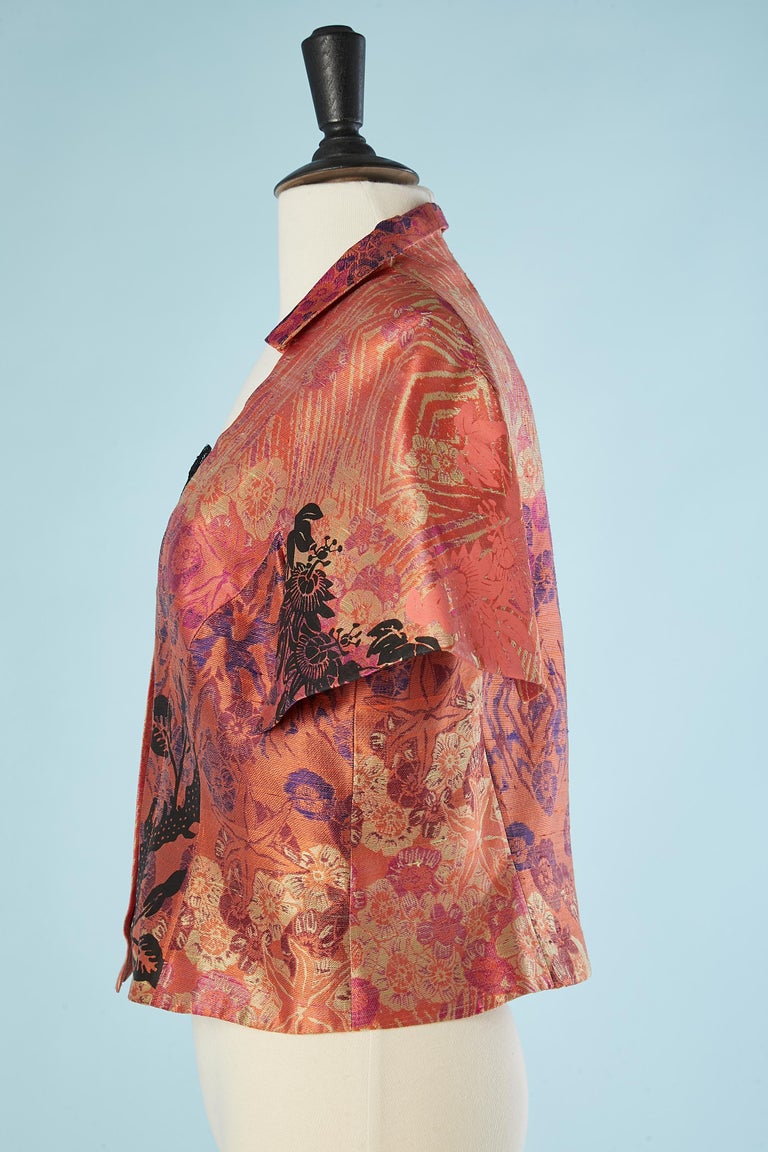 Seiden damask-Bustier-Top mit schwarzer Spitze von Christian Lacroix im ...