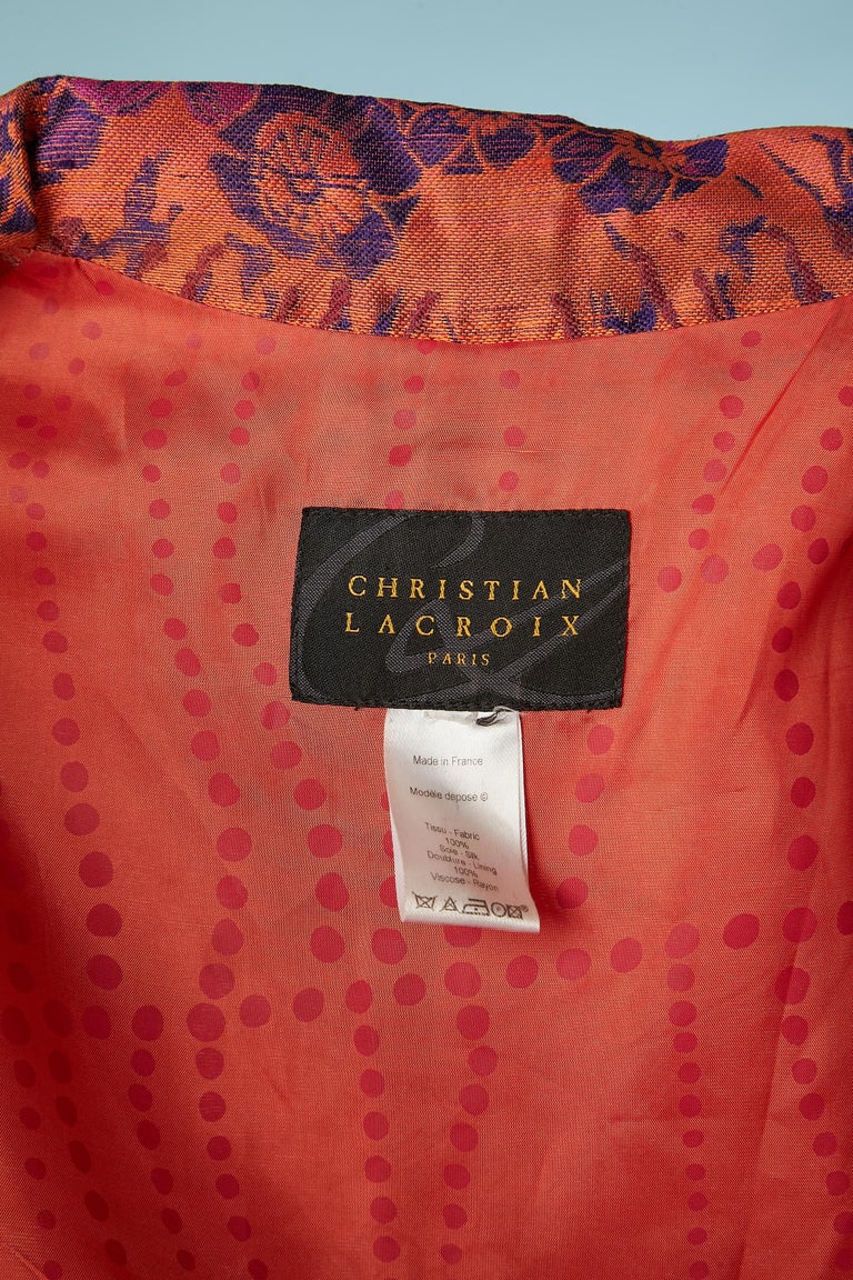 Silk damask bustier top with black lace Christian Lacroix For Sale at ...