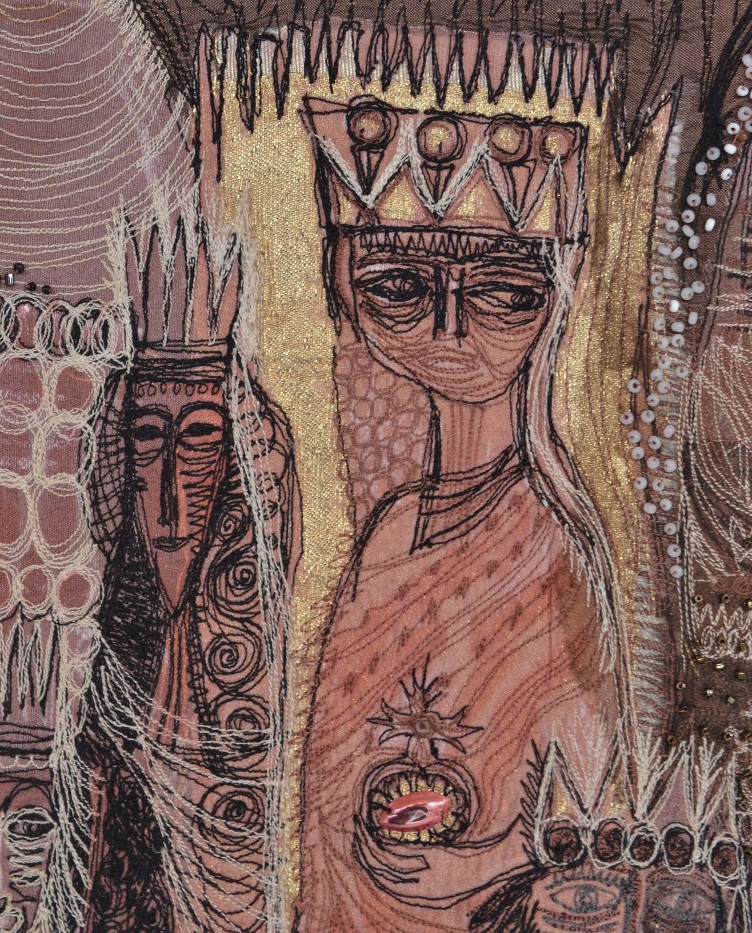 Silk Embroidered Painting Kings and Queens, Susan Riley 1962 in Wood ...