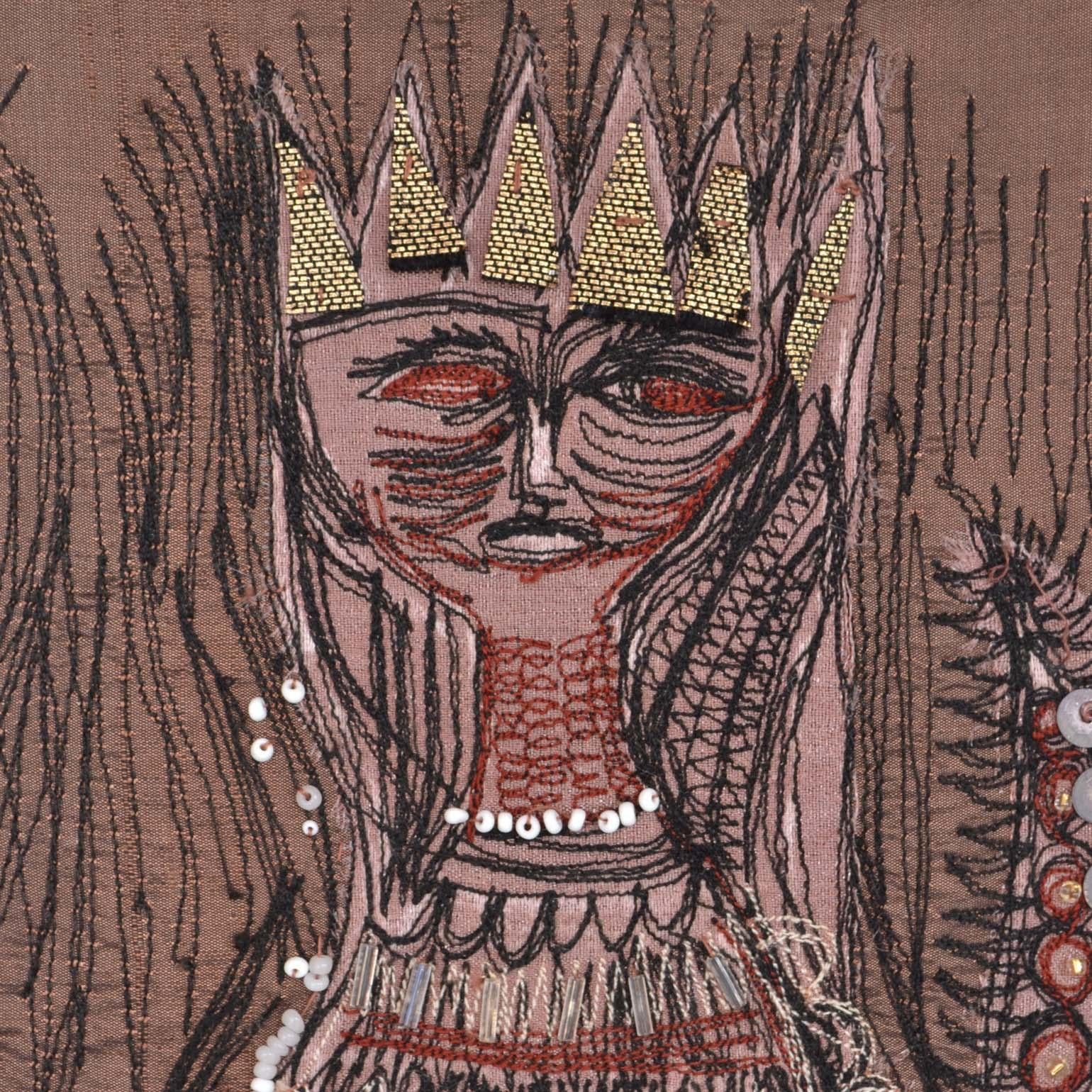 Silk Embroidered Painting Kings and Queens, Susan Riley 1962 in Wood ...