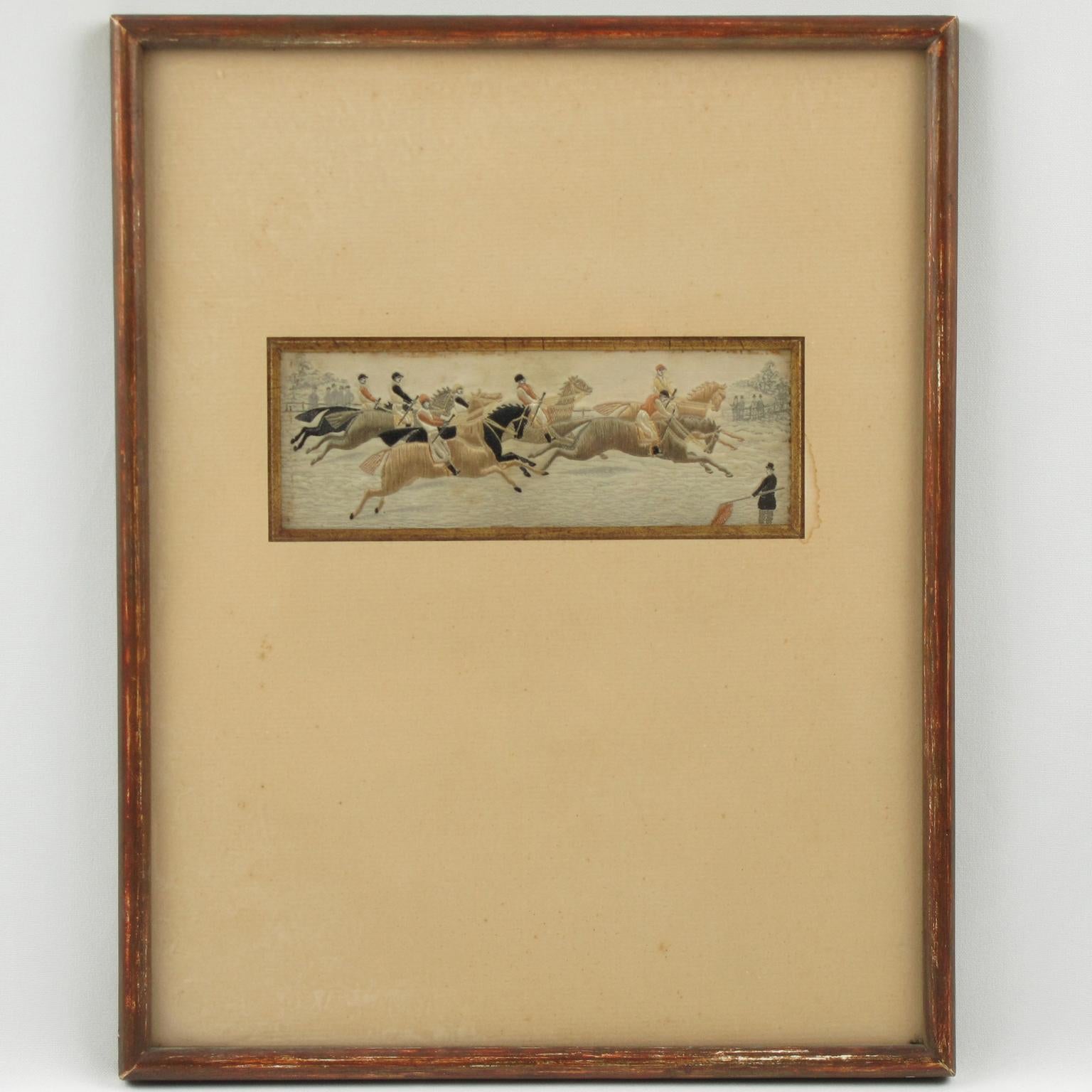 Napoleon III Silk Embroidery Art Work Horse Race, France 19th Century ...