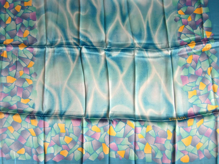 Silk Escada Blue / Green Scarf Never worn New, Never Worn 1990s For ...