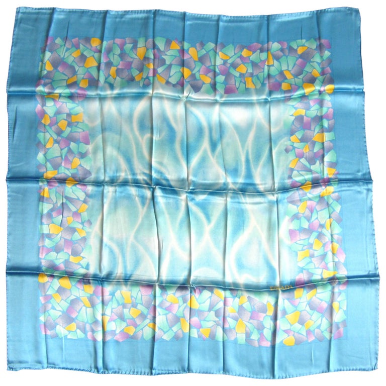 Silk Escada Blue / Green Scarf Never worn New, Never Worn 1990s For ...