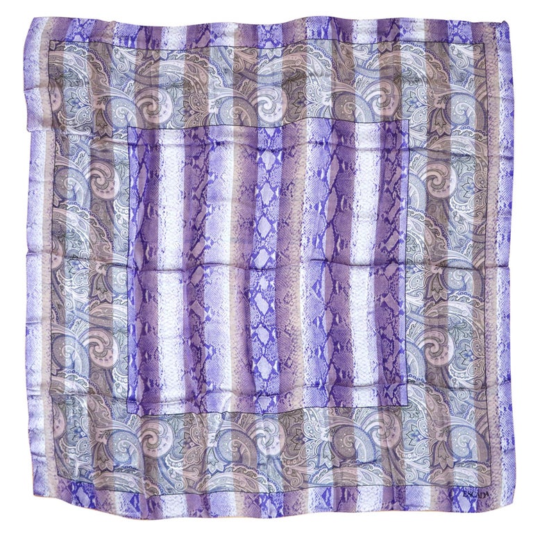 Silk Escada Scarf Purple - Paisley Snake Print New, Never worn -1990's ...