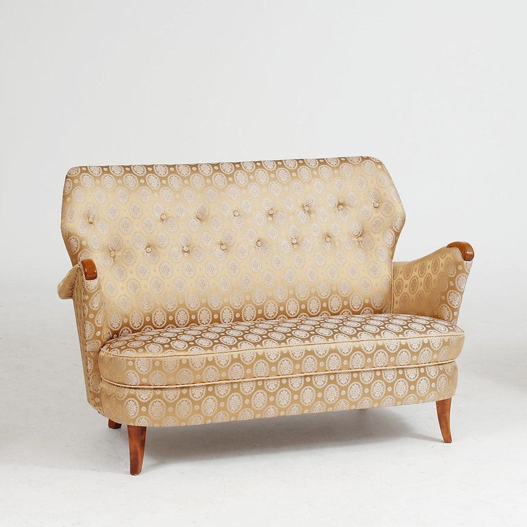 Silk Satin Set with Sofa and Two Armchairs For Sale at 1stDibs