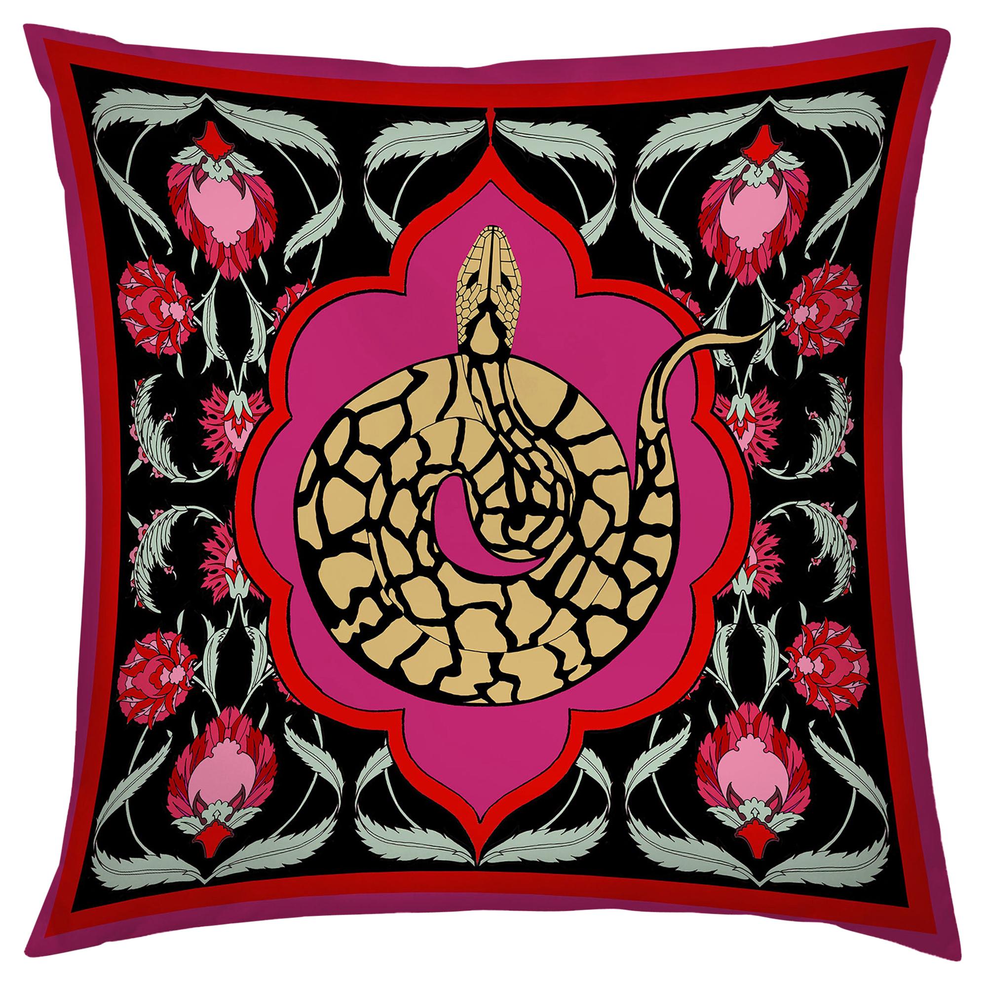 Silk Peacock Arabesque Pillow For Sale at 1stDibs