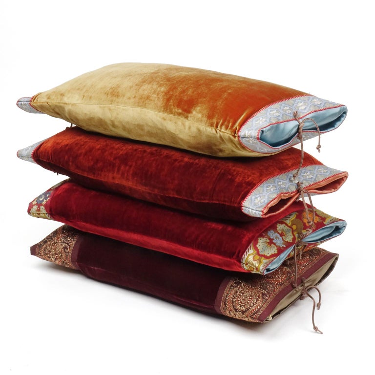 Silk Velvet Throw Pillow Rust at 1stDibs