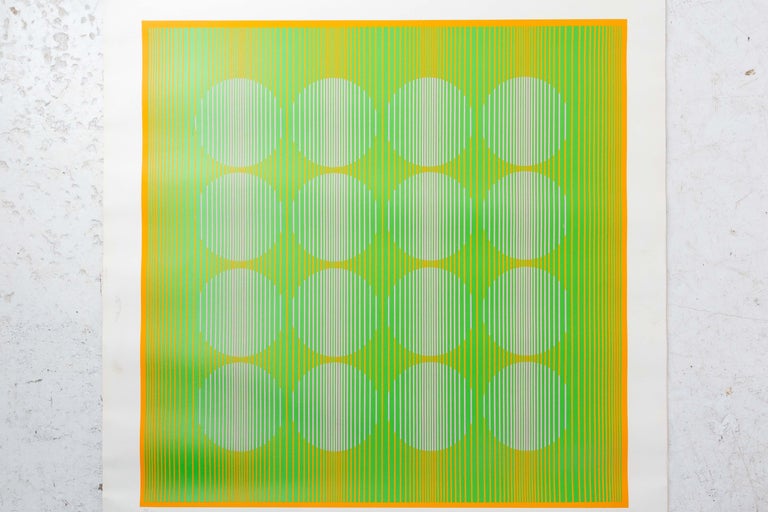 Silkscreen Sixteen Balls in Green by Julian Stanczak, Signed Numbered ...