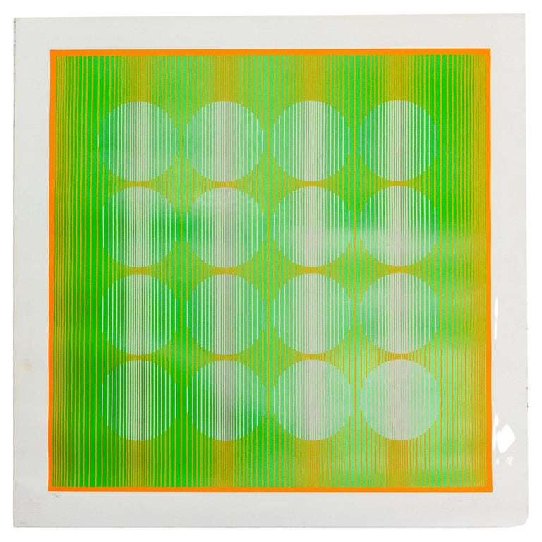 Silkscreen Sixteen Balls in Green by Julian Stanczak, Signed Numbered ...
