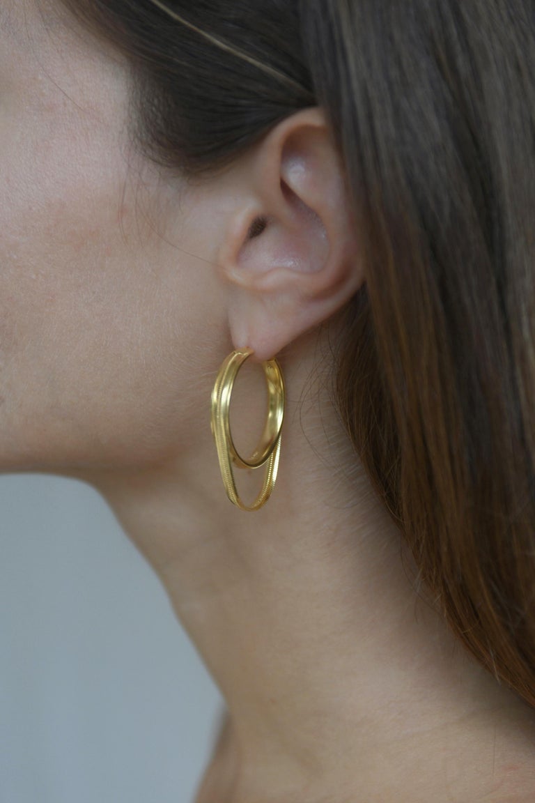 Silver 18 Karat Gold-Plated Snake Chain Hoops Minimal Small Greek ...