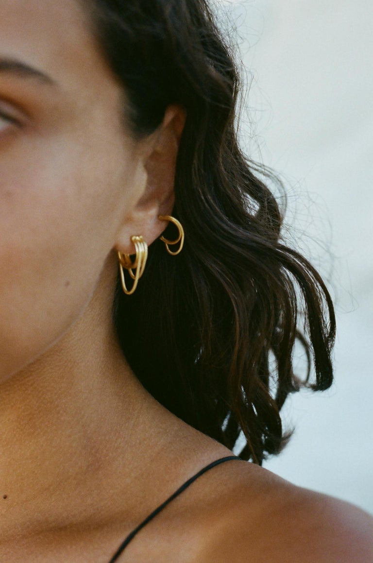 Silver 18 Karat Gold-Plated Snake Chain Mini Single Hoops Minimal Greek ...