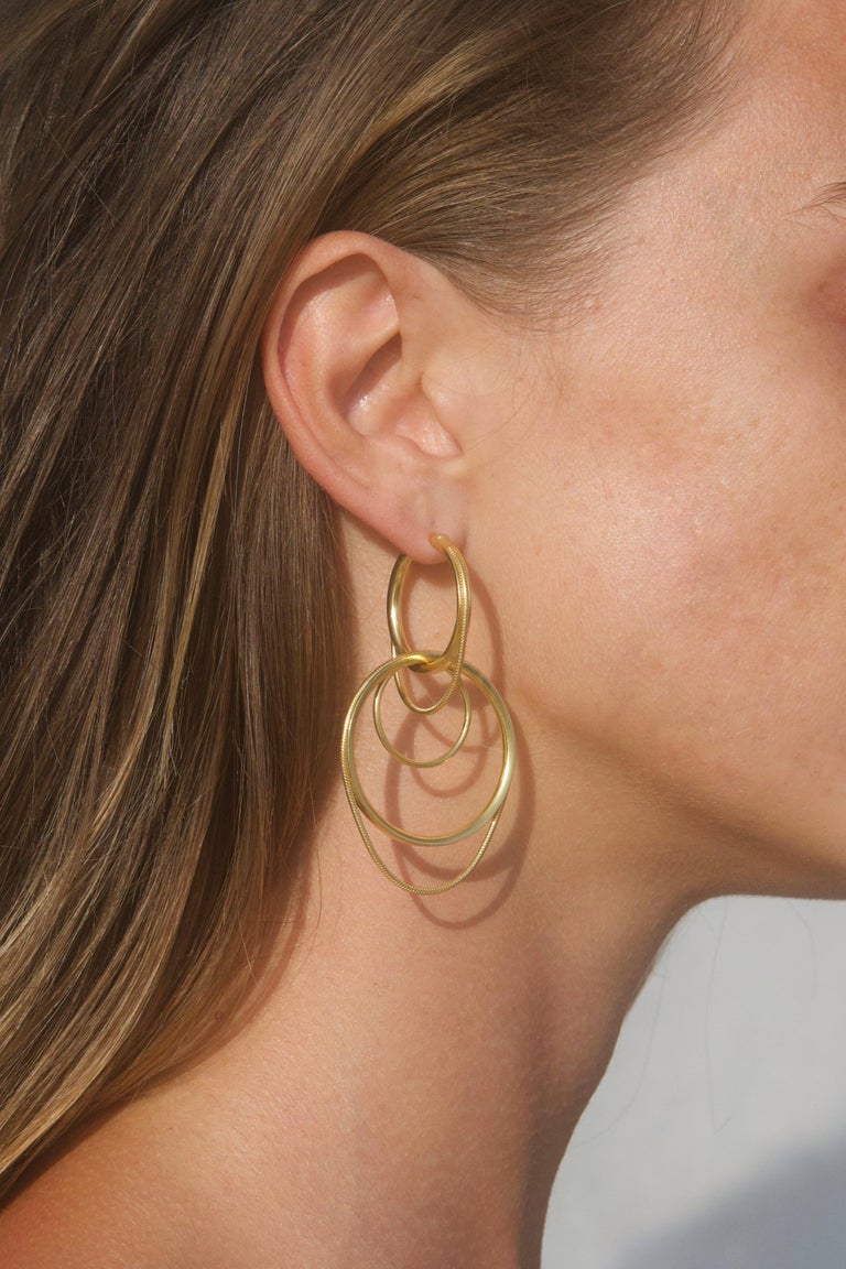 Silver 18 Karat Gold-Plated Snake Chain Three Way Hoops Greek Earrings ...