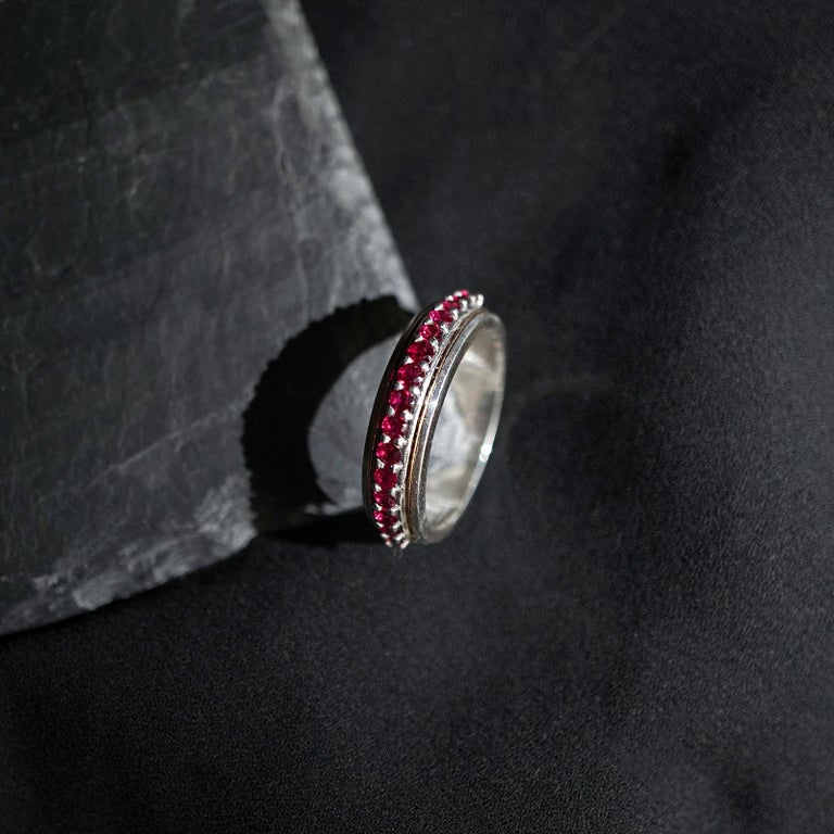 Silver/22 Karat Gold Inlay Ruby Ring For Sale at 1stDibs