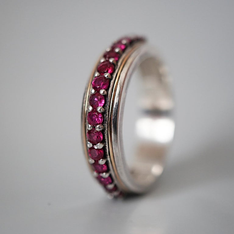 Silver/22 Karat Gold Inlay Ruby Ring For Sale at 1stDibs