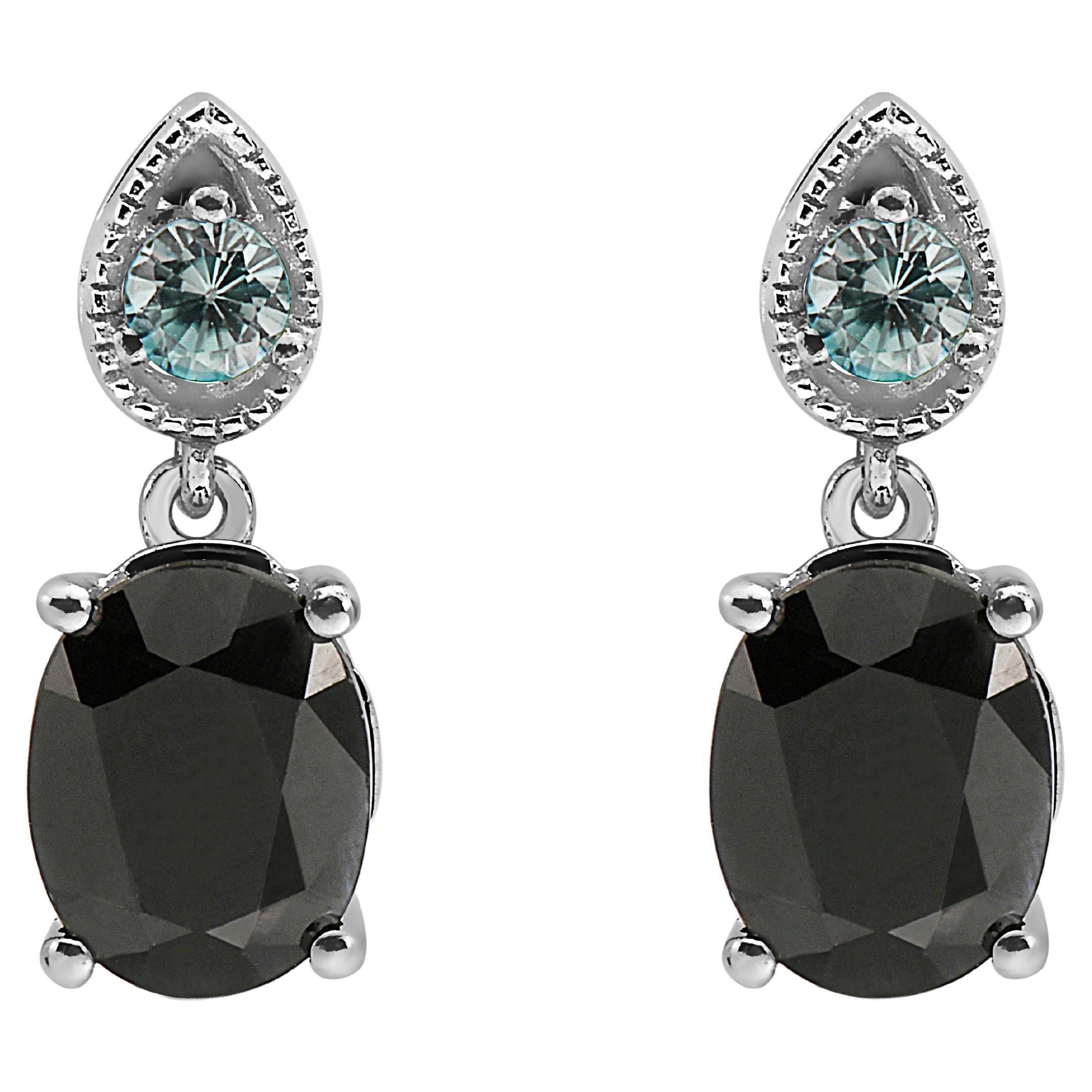 Diamond Sapphire Gold 925 sterling Silver Earring at 1stDibs