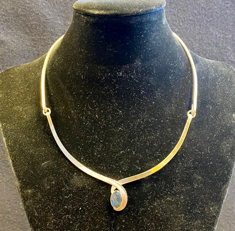 Silver 925 Spectrolite Finland Kaunis Koru Necklace For Sale at 1stDibs