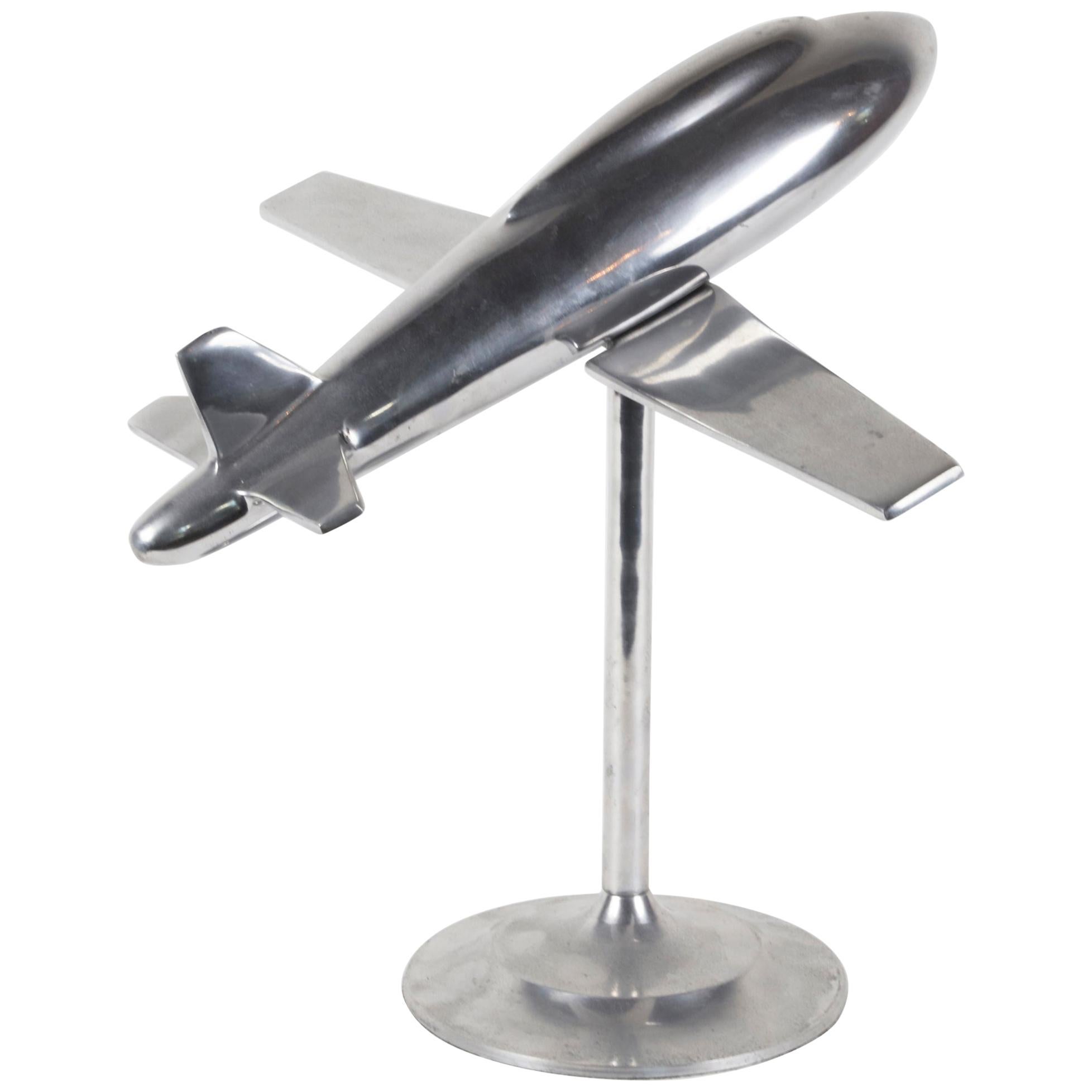 Silver Airplane on Stand For Sale at 1stDibs