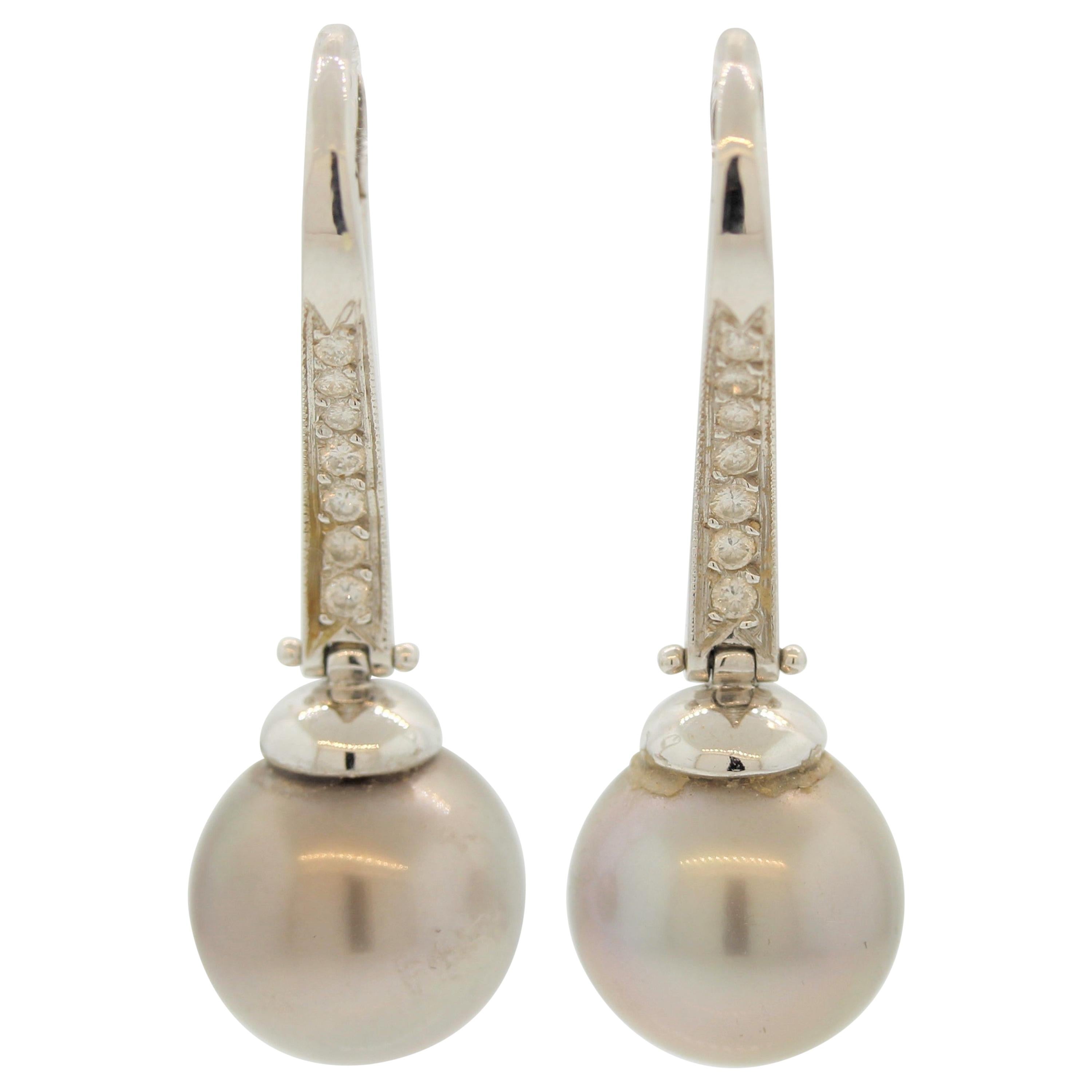 Antique Natural Pearl Diamond Silver Gold Drop Earrings at 1stDibs ...