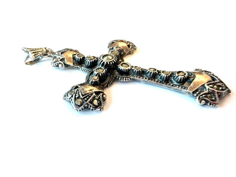 Silver and Gold Cross with Marcasites, from the Victorian Era For Sale ...