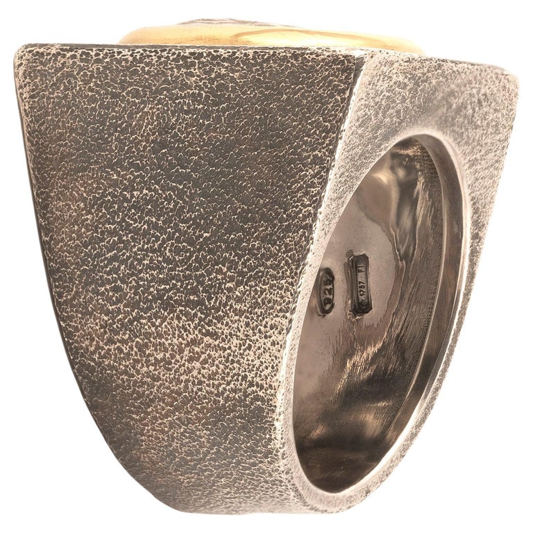 Silver and Gold Men's Ring Set with a Roman Quinarius Coin For Sale at ...