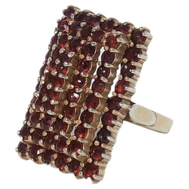 Silver and grenades Ring, early 20th c For Sale at 1stDibs