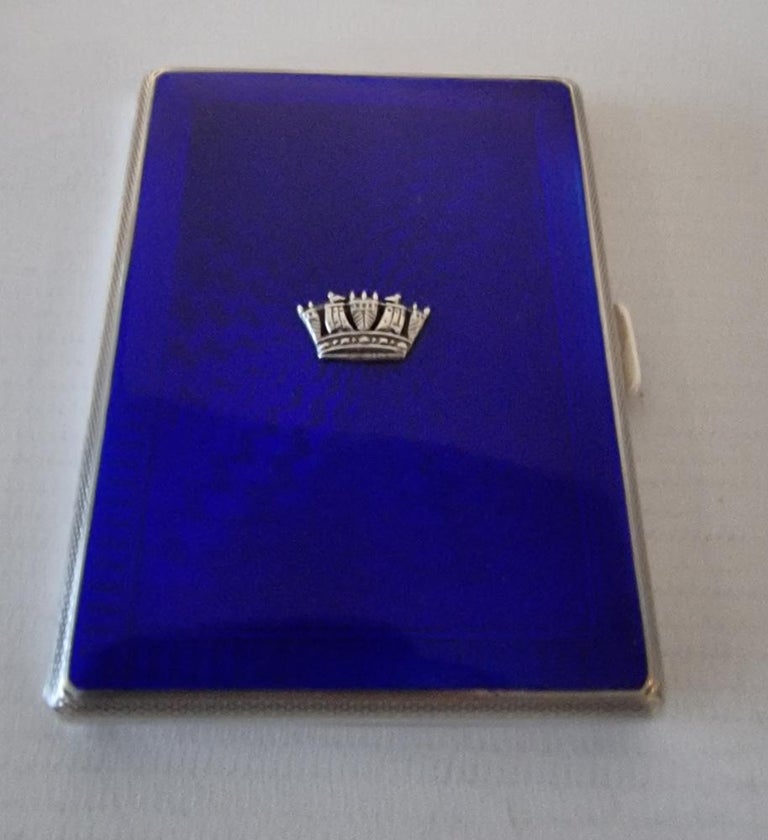 Silver and Guilloche Enamel Cigarette or Card Case For Sale at 1stDibs