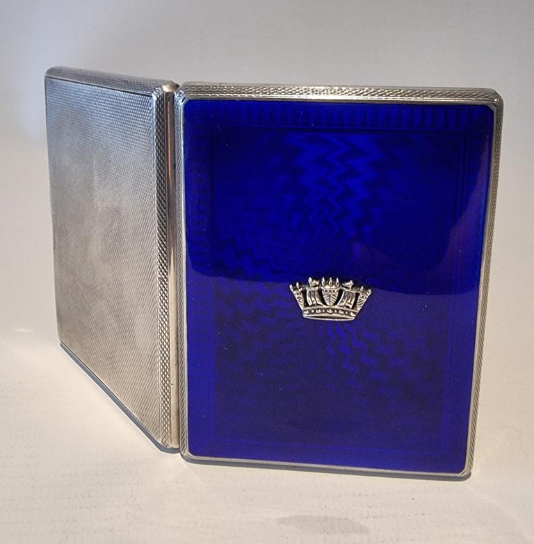 Silver and Guilloche Enamel Cigarette or Card Case For Sale at 1stDibs