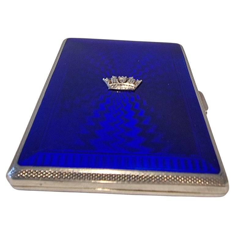 Silver and Guilloche Enamel Cigarette or Card Case For Sale at 1stDibs